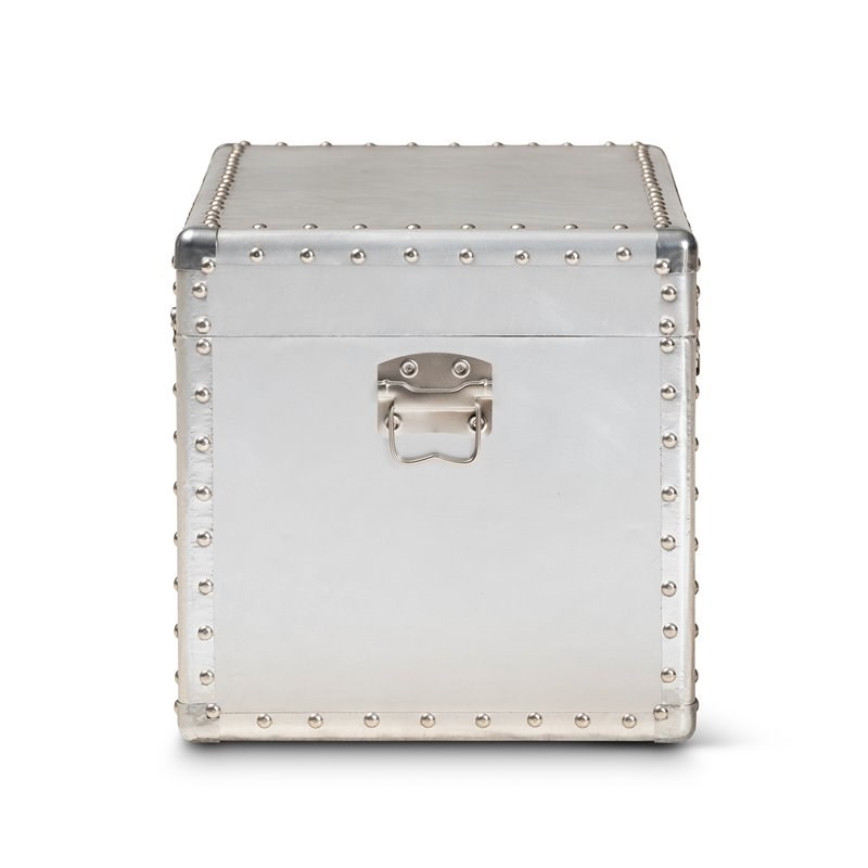 Baxton Studio Serge Silver Metal Storage Trunk | Homesquare