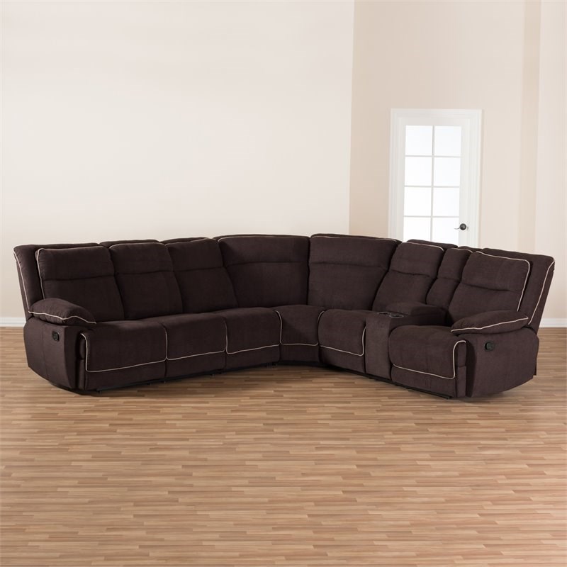 Baxton Studio Sabella Chocolate Brown 7-Piece Reclining Sectional Sofa ...