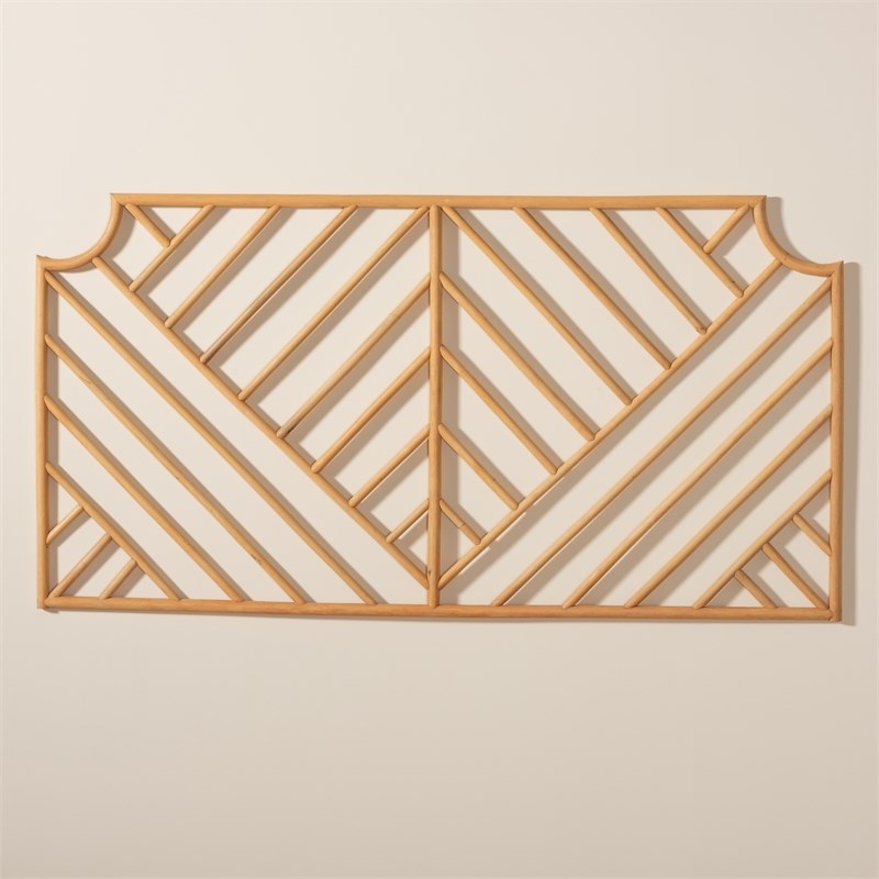 Baxton Studio Giza Modern Brown Rattan Queen Size Wall-mount Headboard ...