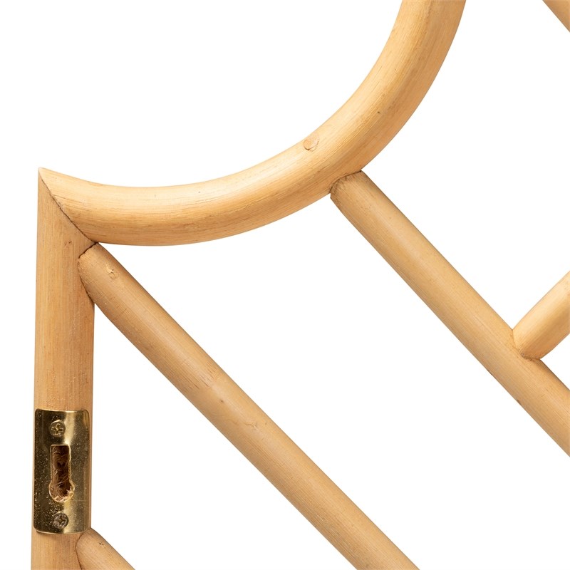 Baxton Studio Giza Modern Brown Rattan Queen Size Wall-mount Headboard ...