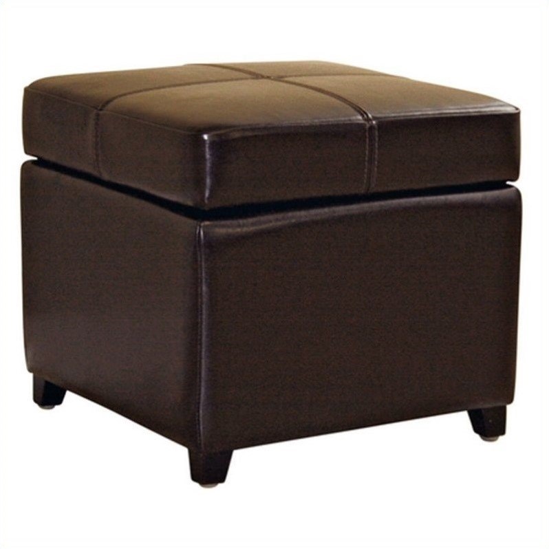 Storage Cube Ottoman in Dark Brown | Homesquare