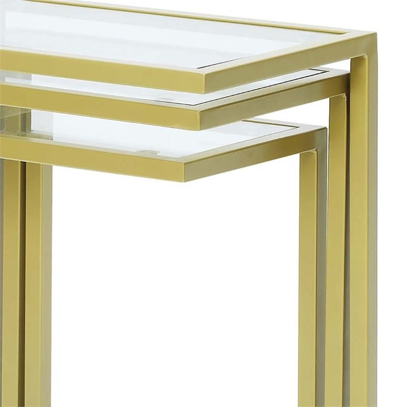 Carolina Classics Addison Tempered Glass Top Nesting Table Set in Gold ...