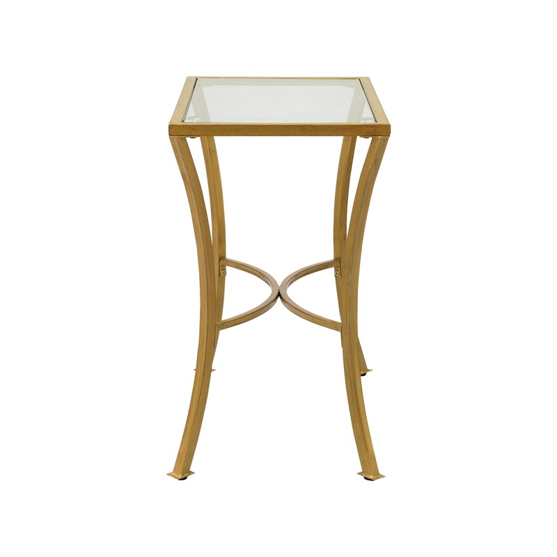 Carolina Classics Palin Glass Top Accent Table in Antique Gold | Homesquare