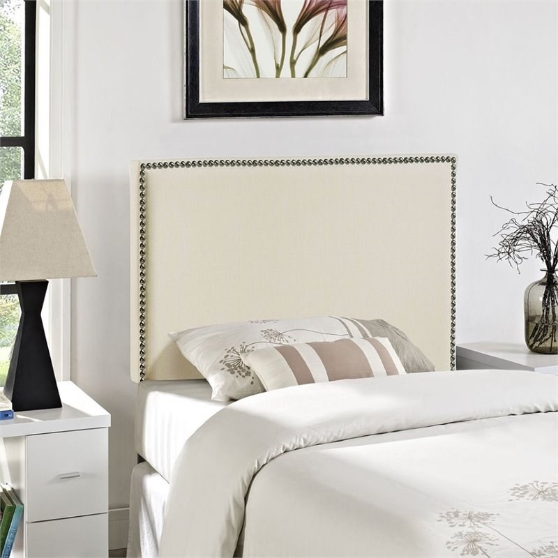 Modway Region Upholstered Twin Panel Headboard in Ivory | Homesquare