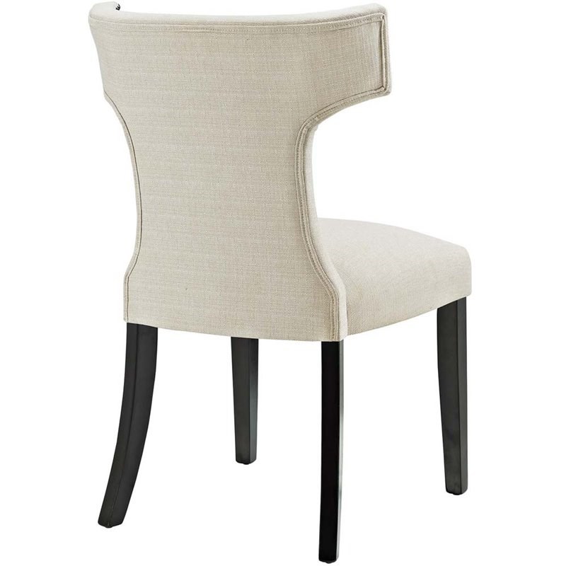 Modway Curve Fabric Upholstered Dining Side Chair in Beige | Homesquare