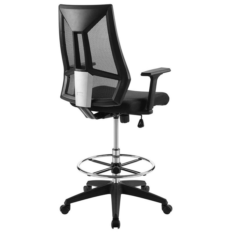 Modway Extol Mesh Ergonomic Adjustable Drafting Stool in Black | Homesquare