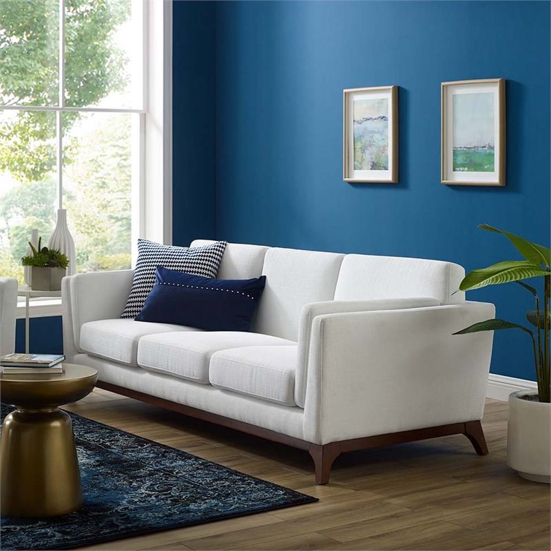Modway Chance Mid Century Modern Sofa in White | Homesquare