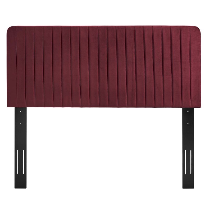 Modway Milenna Full/Queen Channel Tufted Velvet Headboard in Maroon Red ...