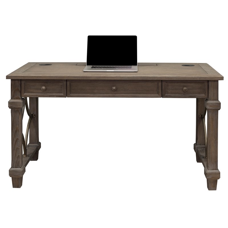 Martin Furniture Carson Traditional Wood Writing Desk in Weathered Dove ...