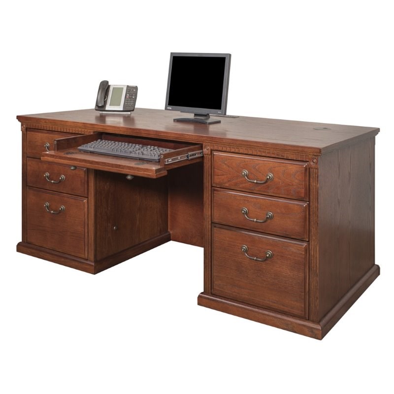martin furniture huntington oxford executive double pedestal computer ...
