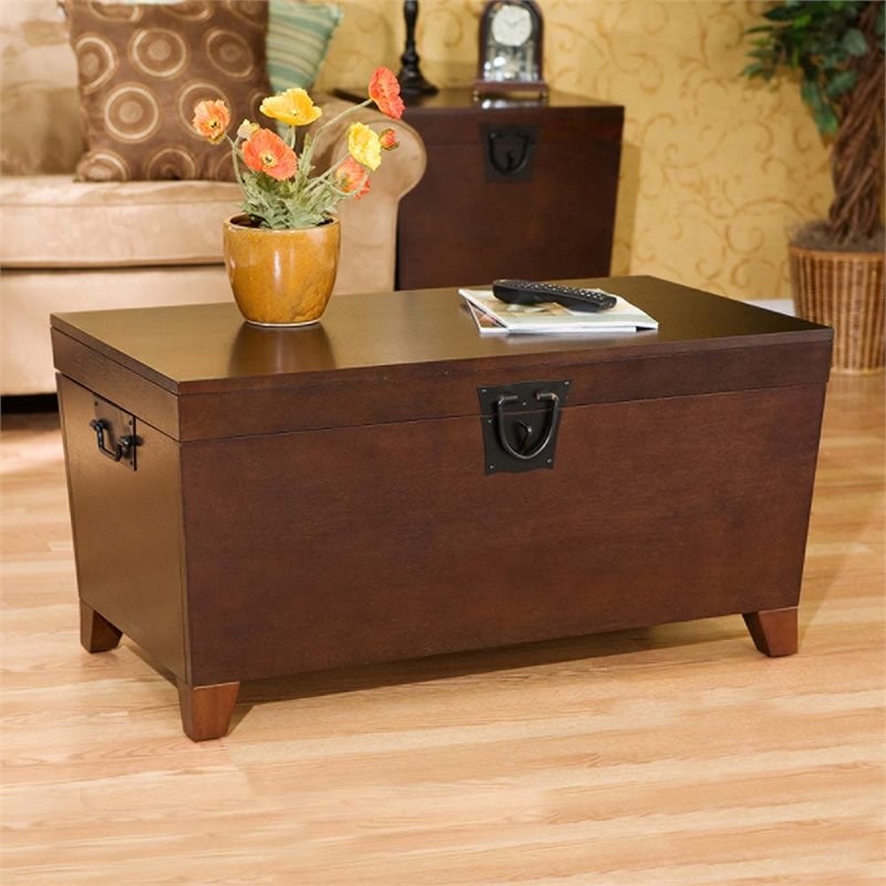 Southern Enterprises Pyramid Storage Trunk Coffee Table in Espresso ...