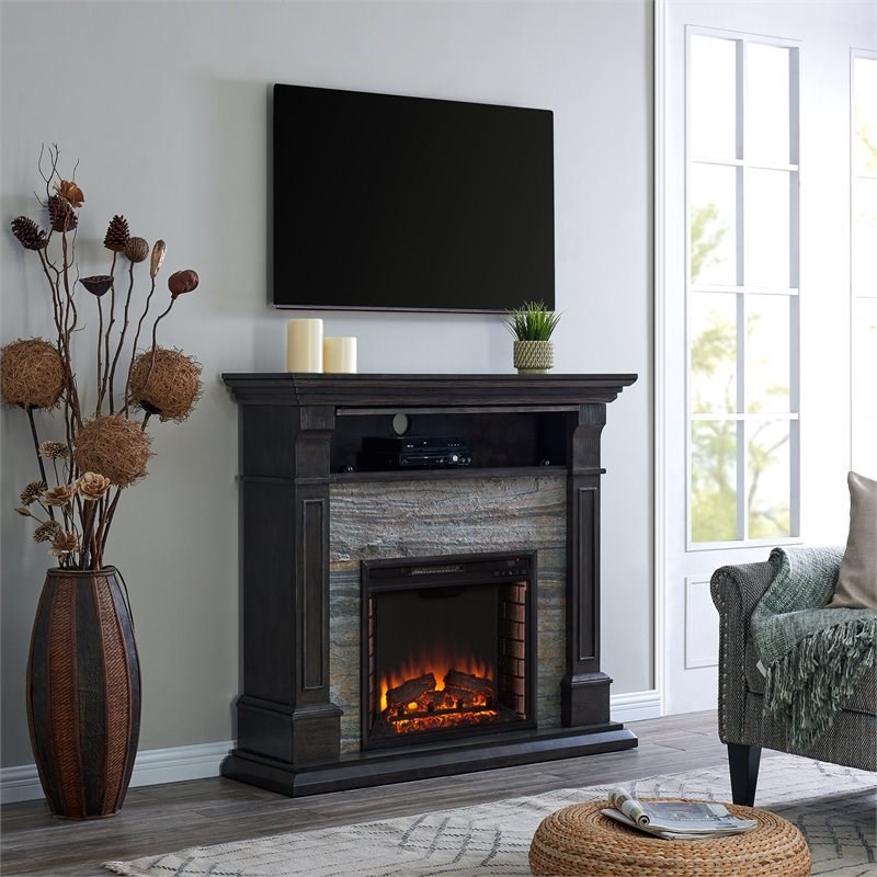 southern enterprises jayben faux stone electric fireplace tv stand in ...
