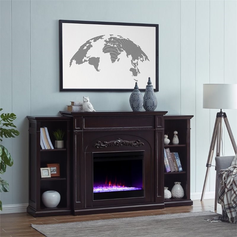 SEI Furniture Chantilly Color Changing Electric Fireplace in Black ...