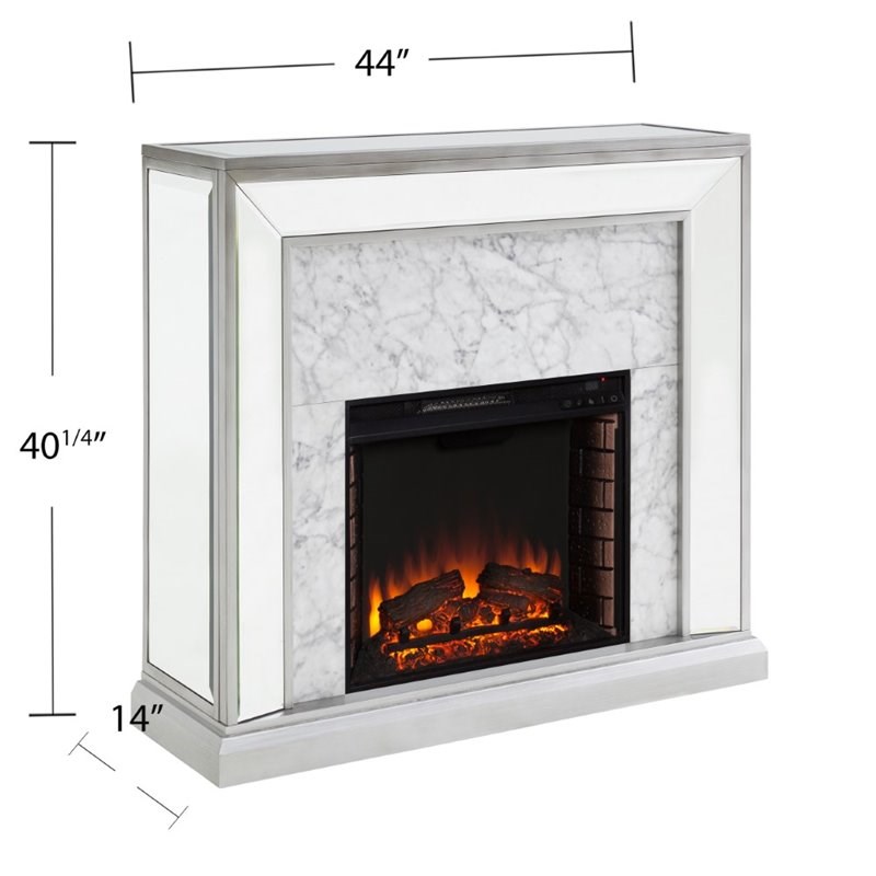 SEI Furniture Trandling Mirrored Faux Marble Electric Fireplace in ...