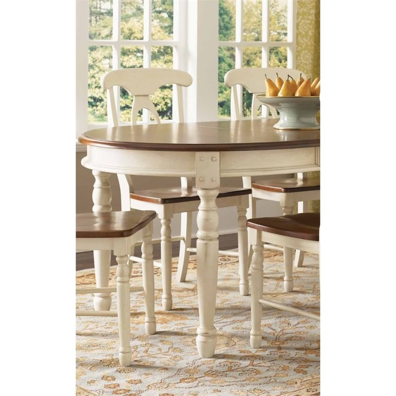 A-America British Isles Oval Extendable Dining Table in Buttermilk ...