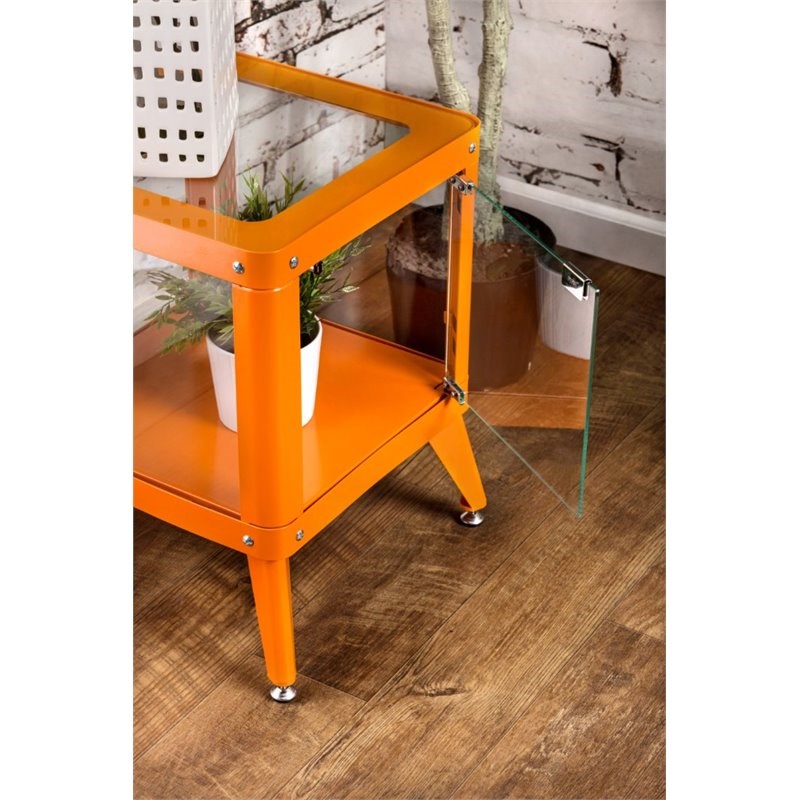 Furniture of America Elton Modern Metal Frame End Table in Orange ...