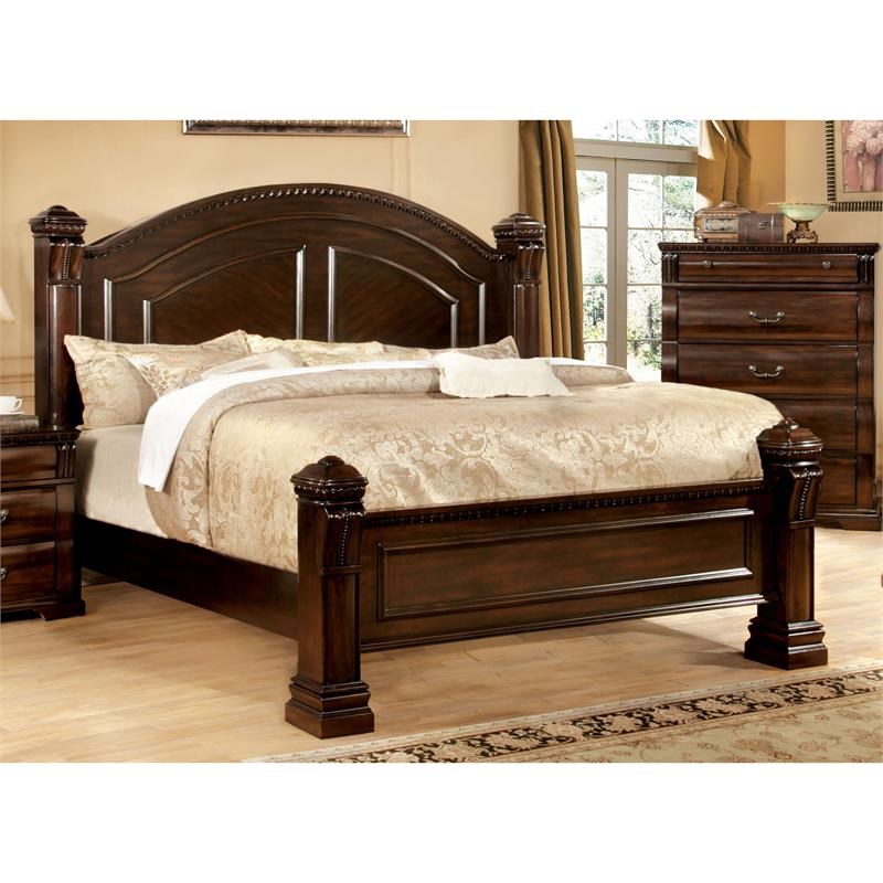 Furniture of America Oulette Transitional Wood Cal King Panel Bed in ...