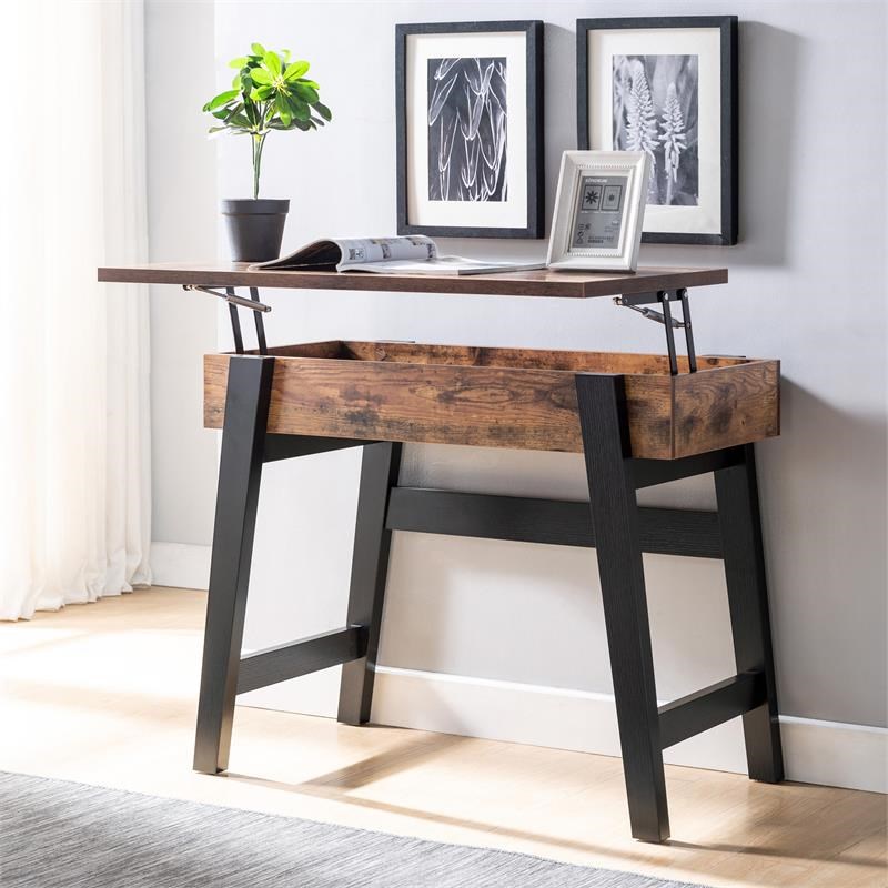 Furniture of America Kelli Modern Wood Lift-Top Console Table in Brown ...