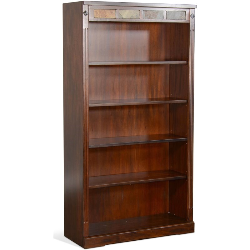 Sunny Designs Santa Fe 60" Traditional Wood Bookcase in Dark Chocolate ...