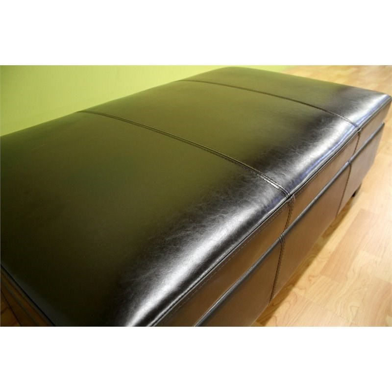 Bowery Hill Leather Storage Ottoman In Brown Homesquare