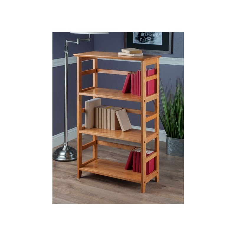 Bowery Hill Narrow 3 Shelf Wood Bookcase in Honey | Homesquare