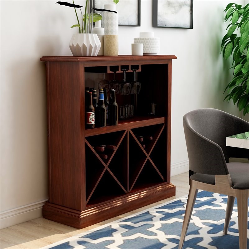 Bowery Hill Traditional Wine Rack in Dark Cherry | Homesquare