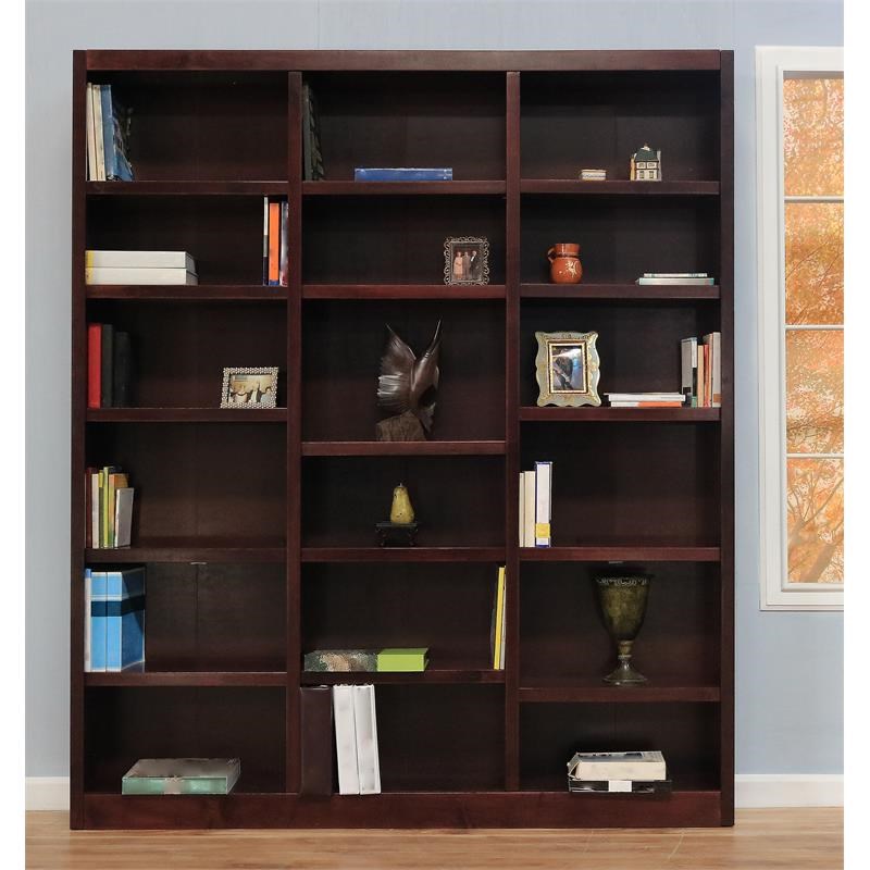 Bowery Hill Traditional 84" Tall 18-Shelf Triple Wide Wood Bookcase in ...