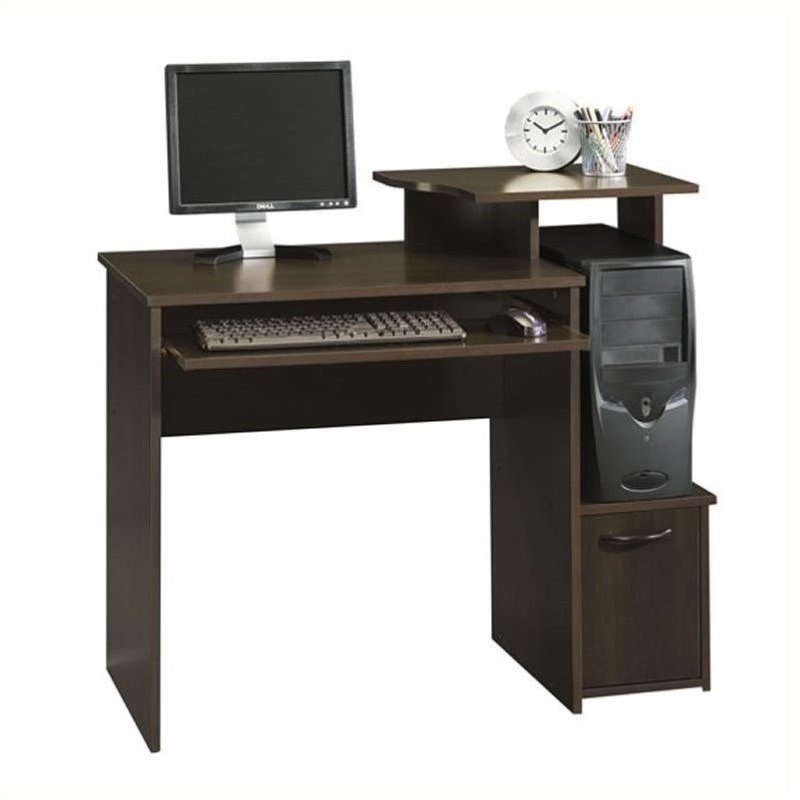 Pemberly Row Office Wood Computer Desk in Cinnamon Cherry | Homesquare