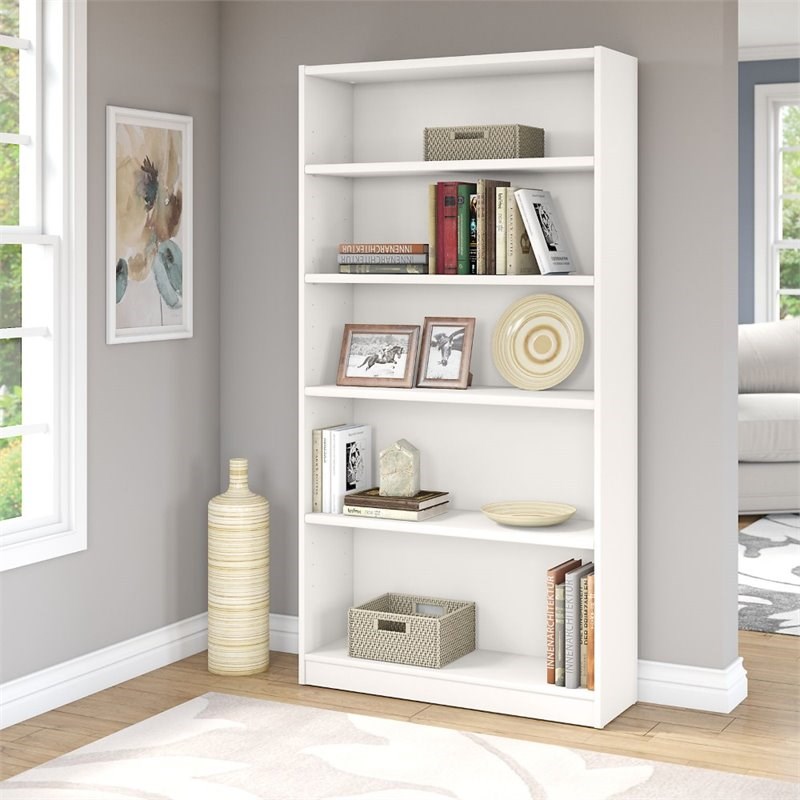 Pemberly Row 5 Shelf Bookcase in Pure White | Homesquare