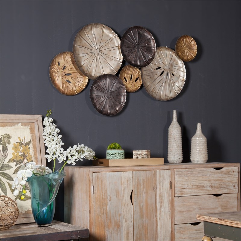 Pemberly Row Multi-color Sandollar Metal Wall Art | Homesquare