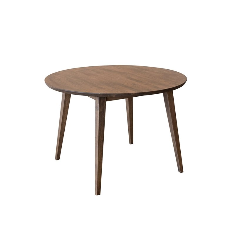 Pemberly Row Walnut Mid-Century Modern 43" Round Solid Wood Dining ...