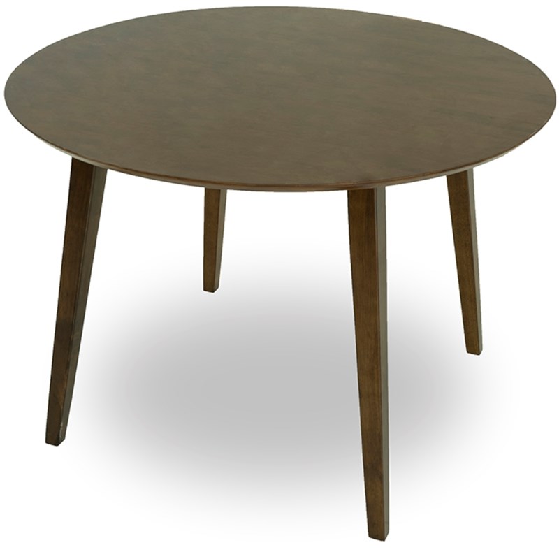 Pemberly Row Walnut Mid-Century Modern 43" Round Solid Wood Dining ...