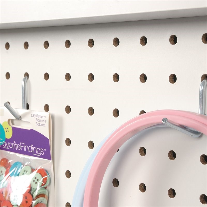 Pemberly Row Wall Mount Thread Storage with pegboard in White | Homesquare