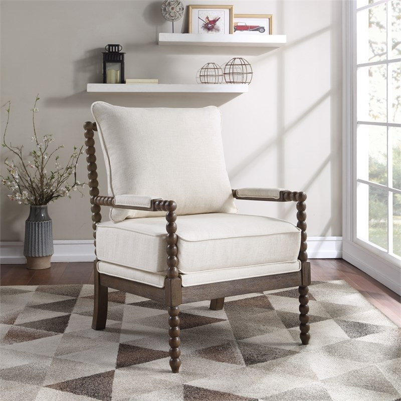 Home Square 2 Piece Linen Fabric Spindle Chair Set with Wood Frame in ...