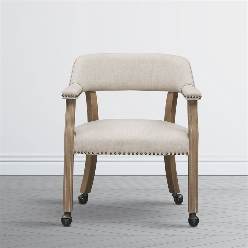 Millstone Beige Sand Fabric Upholstered Caster Game Chair | Homesquare