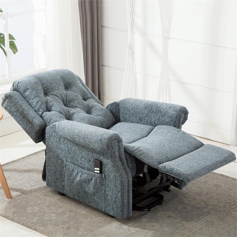 madison steel blue fabric recliner and lift chair - 8028-10