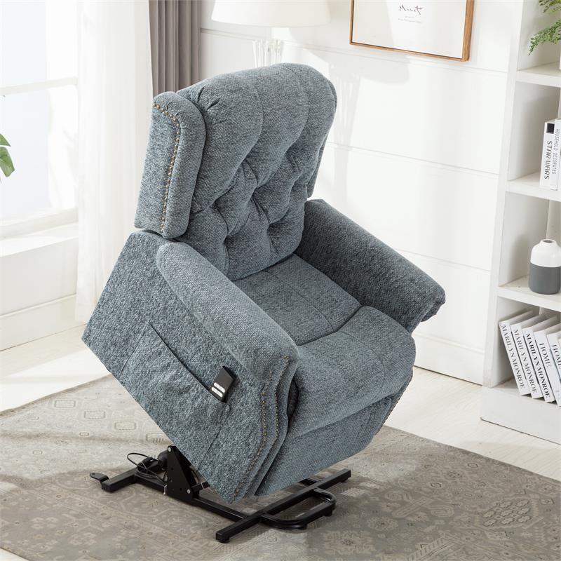 madison steel blue fabric recliner and lift chair - 8028-10