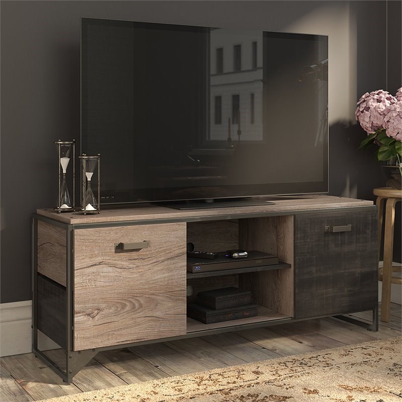 refinery 60w tv stand for 65 inch tv in rustic gray - engineered wood ...