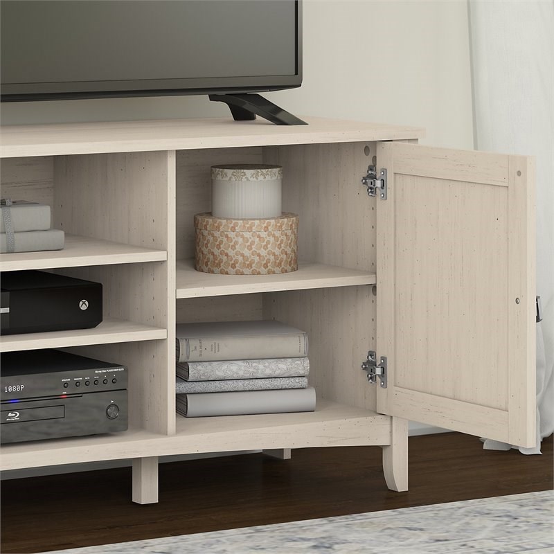 bush furniture salinas 60w tv stand for 65 inch tv in antique white ...