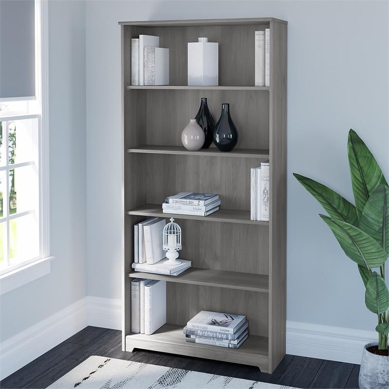 Cabot 5 Shelf Tall Bookcase in Modern Gray - Engineered Wood | Homesquare