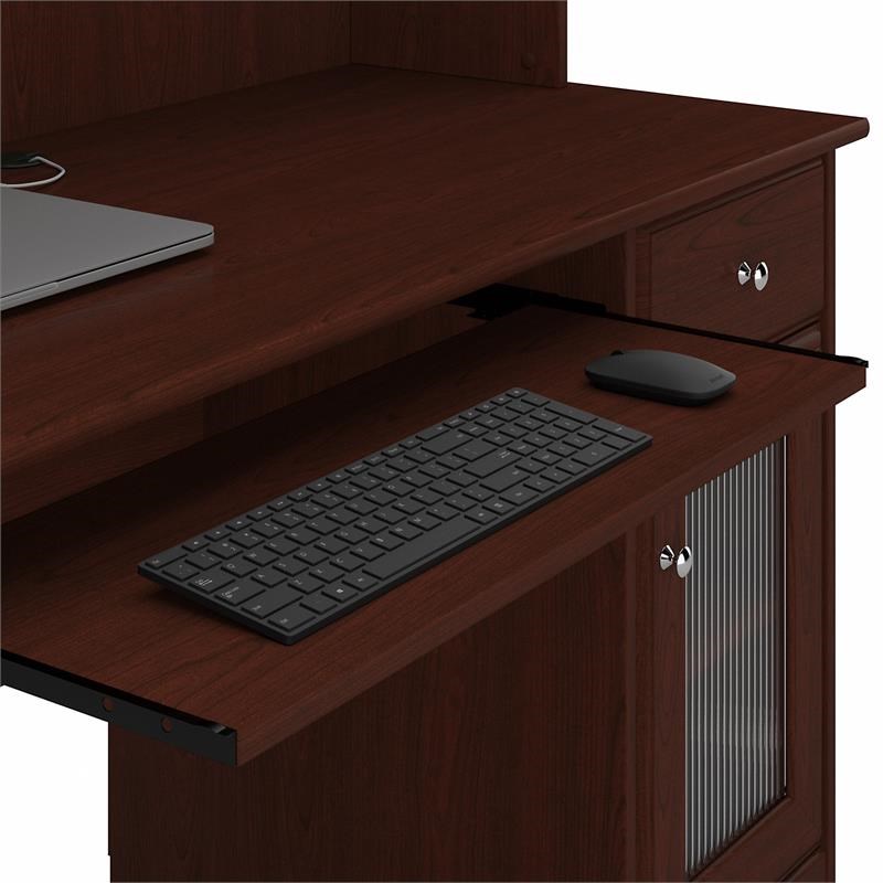 Cabot 48W Small Computer Desk with Hutch in Harvest Cherry - Engineered ...