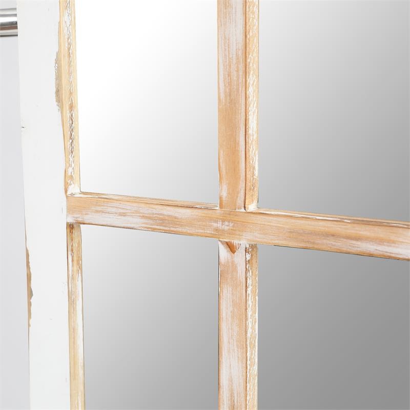 LuxenHome Two Piece White Wood Framed Window Wall Mirror | Homesquare