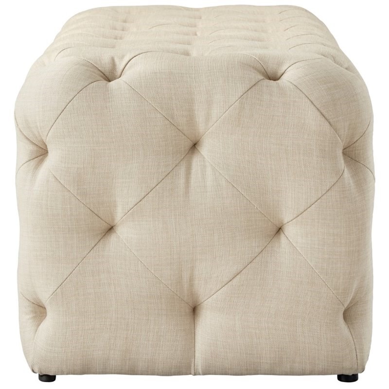 Posh Living Brice Modern Button-Tufted Linen Fabric Bench in Beige ...