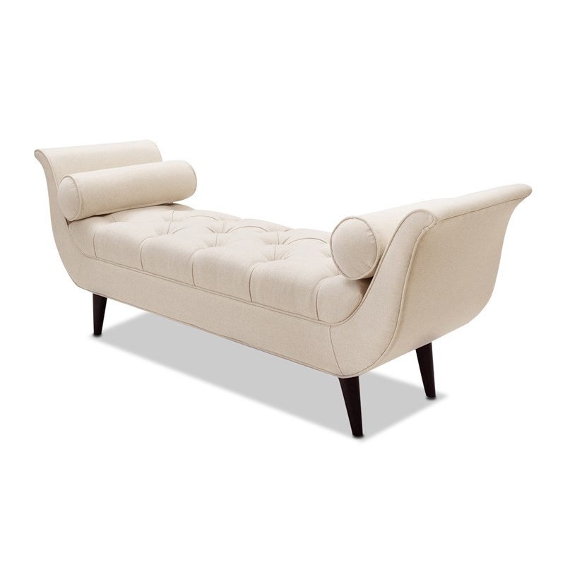 Alma Tufted Flared Arm Entryway Bench Cream Polyester | Homesquare