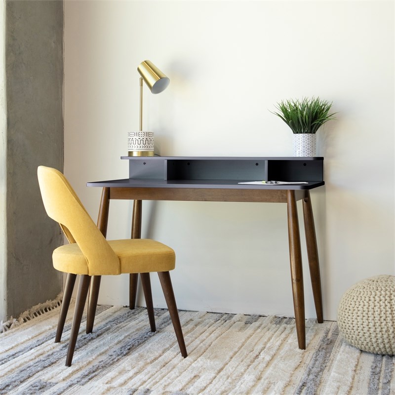 mid century modern phoenix walnut brown study desk - ash3266