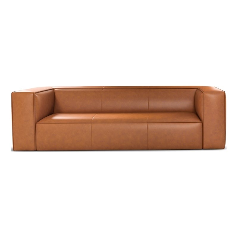 Aurora Living Room Mid-Century Modern Tight Back Vegan Leather Sofa in ...