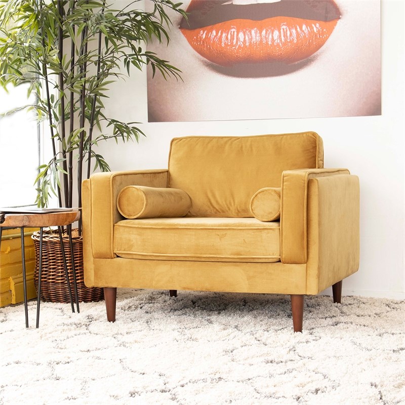 mid century modern hudson yellow lounge chair - ash4652