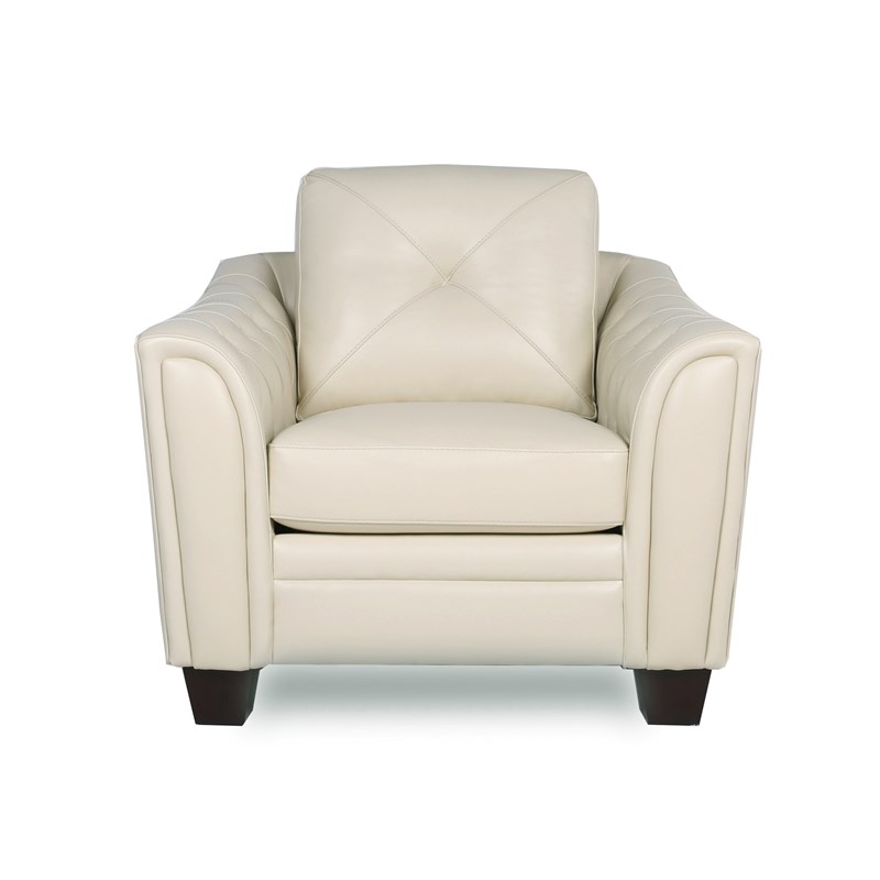Daily Tufted Leather Accent Chair In Ivory | Homesquare
