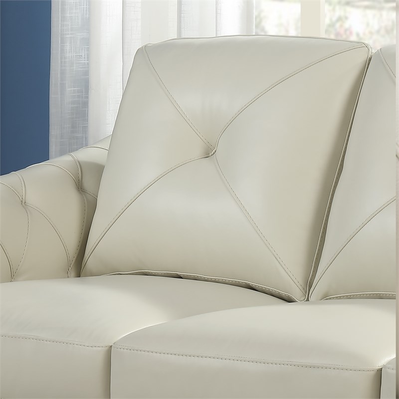 Daily Tufted Leather Accent Chair In Ivory | Homesquare