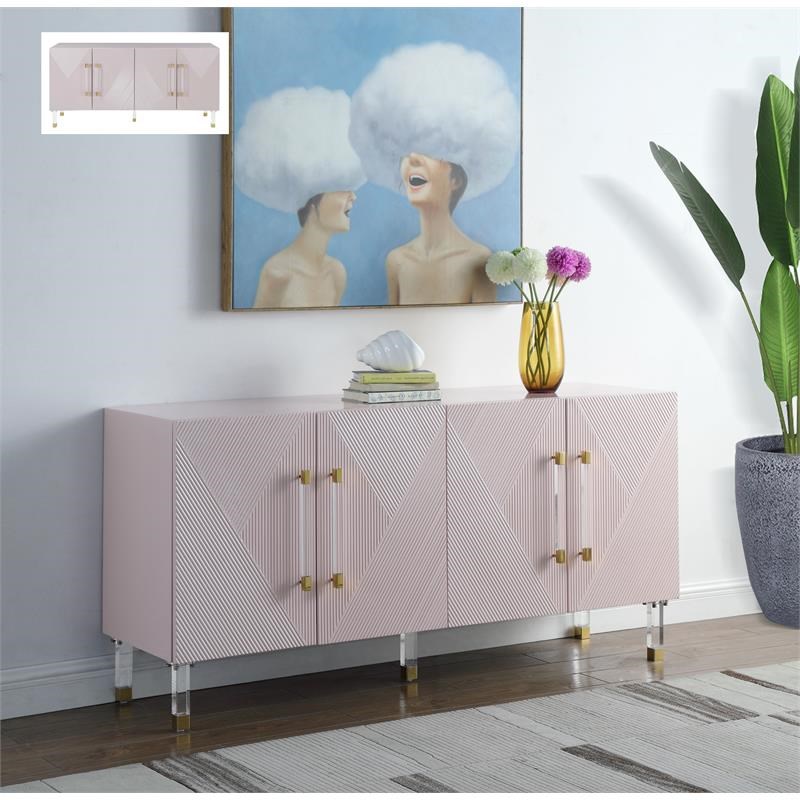 Meridian Furniture Anastasia Solid Wood Sideboard/Buffet in Pink ...